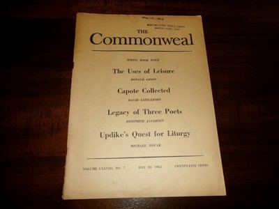 1963 THE COMMONWEAL MAGAZINE PUBLIC AFFAIRS LITERATURE & ART CAPOTE ...