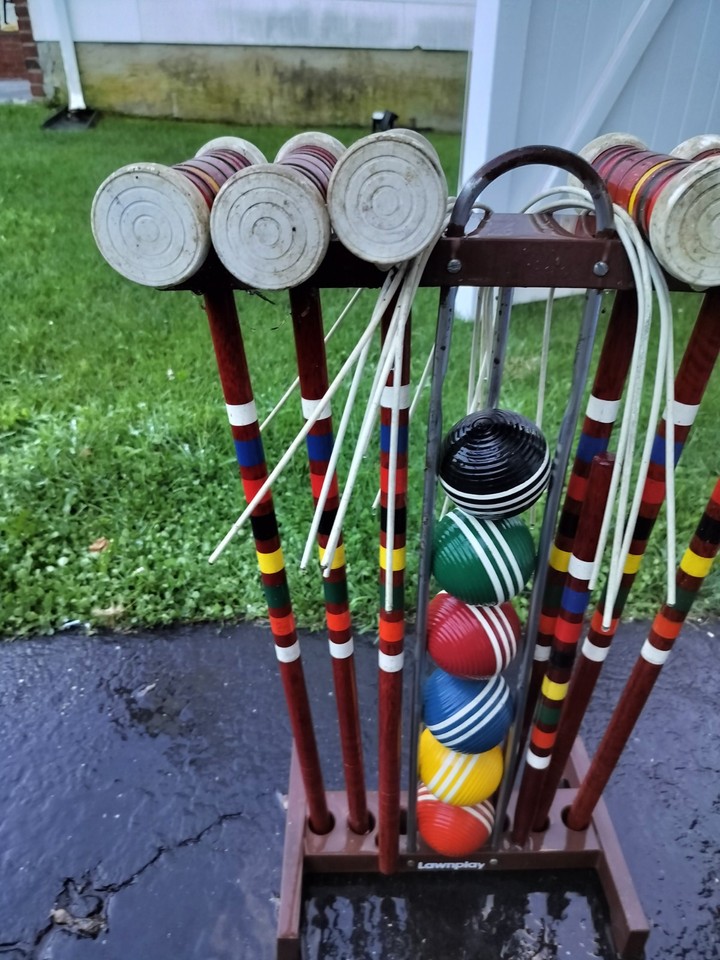 Vintage Croquet Set with Stand 6 Player Lawn Yard Game | eBay