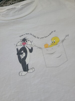 Vintage Sylvester & Tweety T-Shirt, "Hang in there Mr. Puddy Tat..." | eBay