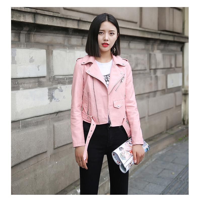 Pu Jacket Women Fashion Bright Motorcycle Biker Coat Short Faux Leather ...