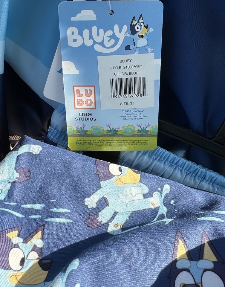 Disney Bluey Boys 2 Piece UPF+50 Long Sleeve Rash Guard & Swim Trunk ...