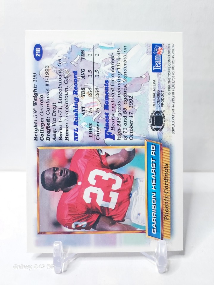1994 Finest Football #218 Garrison Hearst Phoenix Cardinals | eBay