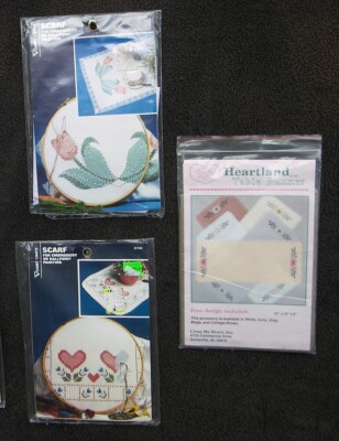3 Kits Vogart Embroidery Paint Tulips Table Scrarf Runner Country Heart ...