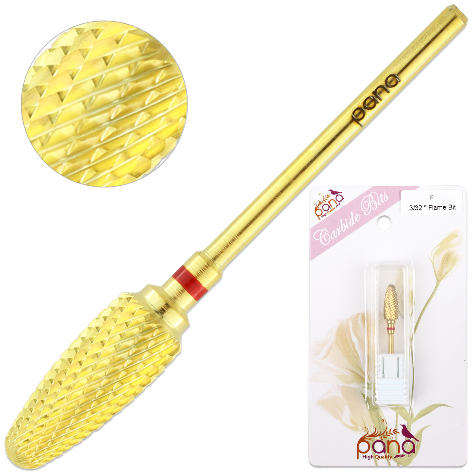 Professional Gold Flame Bit Safety Nail Carbide Drill Bit Fine Grit | eBay