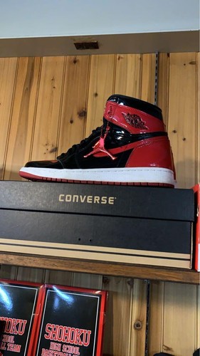 Men 12.0US Nike Jordan 1 Patent Bread Black/Red High Cut Sneakers | eBay