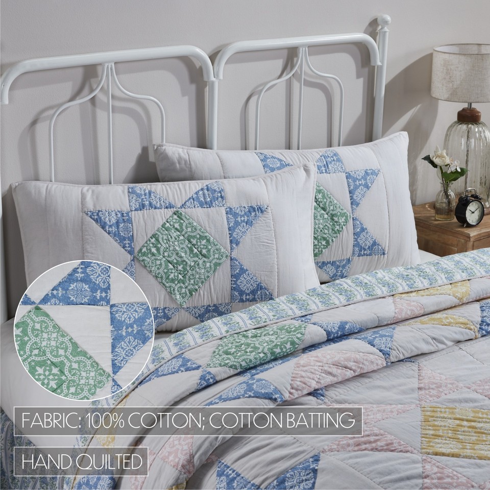 King Sham Jolie Farmhouse 21x37 Patchwork Quilt Cotton Bedding Decor VHC Brands | eBay