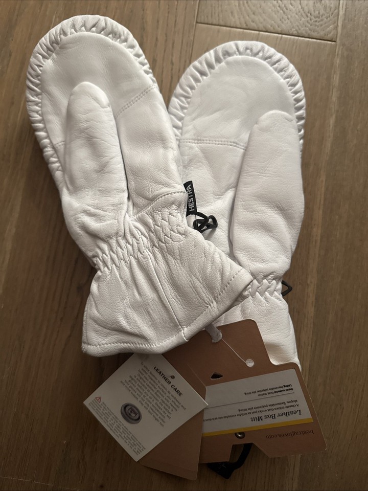 Hestra Unisex Ski Gloves Leather Box Removable Lining OffWhite Mitts M ...