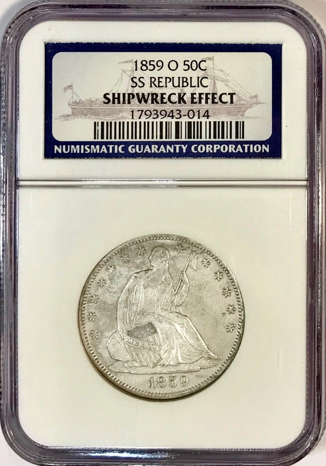 SS Republic 1859-O Liberty Seated Silver Half Dollar NGC Shipwreck ...