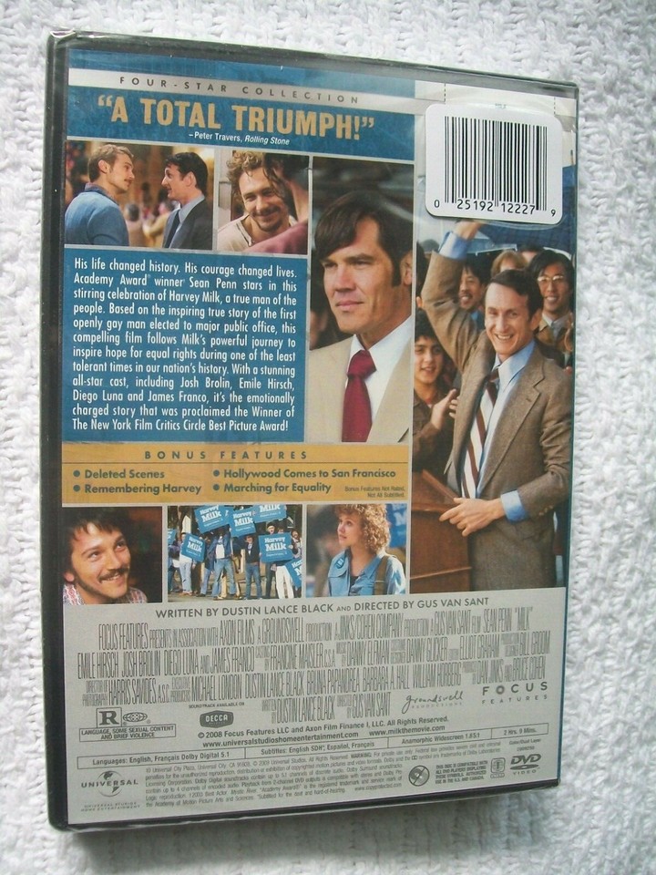 MILK DVD 2008 Universal Studios Widescreen Sean Penn James Franco A ...
