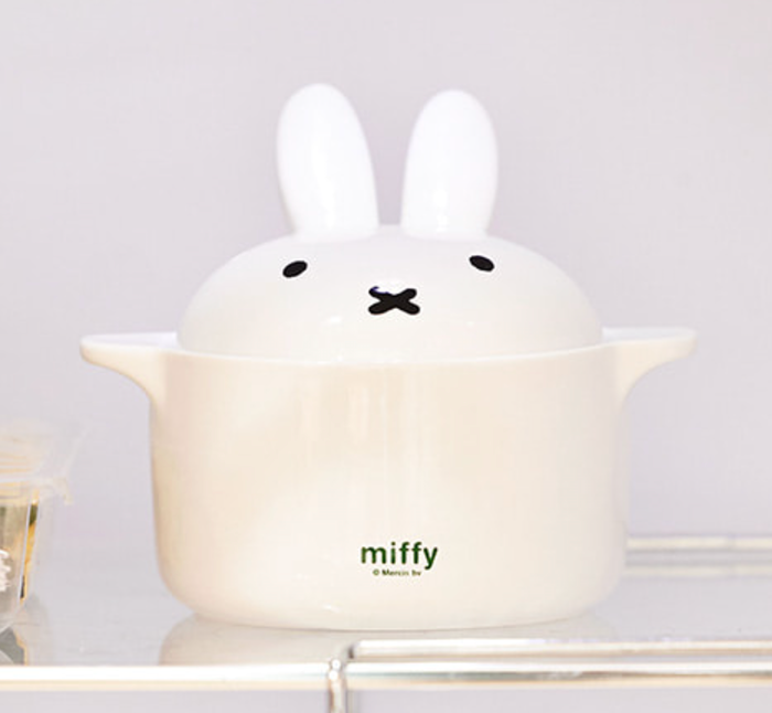 Miffy X Bo Cuisine Ceramic Steamer, Potbelly Stew Pot 1.8L(420ml) White ...