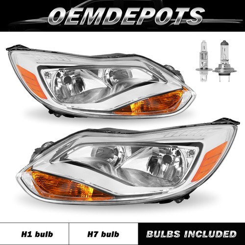 For 2012 2013 2014 Ford Focus Halogen Factory Headlights Assembly LH+RH ...