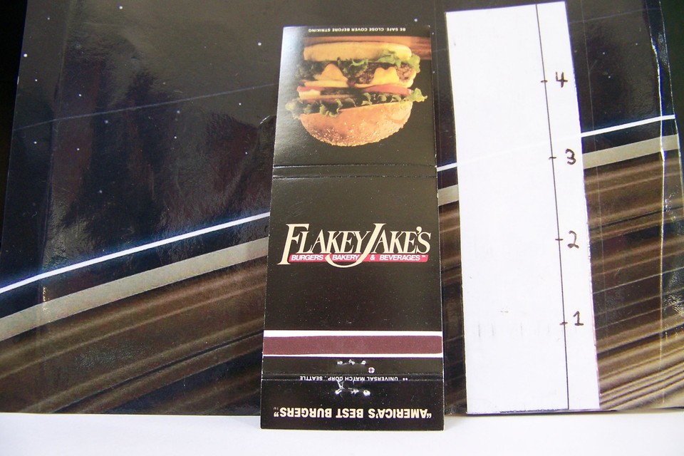 Rare Vintage Matchbook Cover Q1 Flakey Jake's America's Best Burger ...
