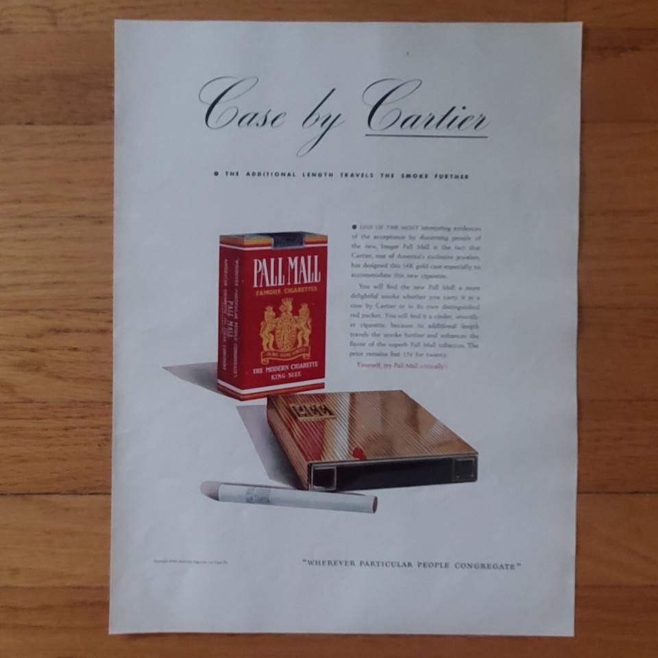 1940 Cartier 14K Gold Cigarette Case Pall Mall Vintage Print Ad NICE | eBay