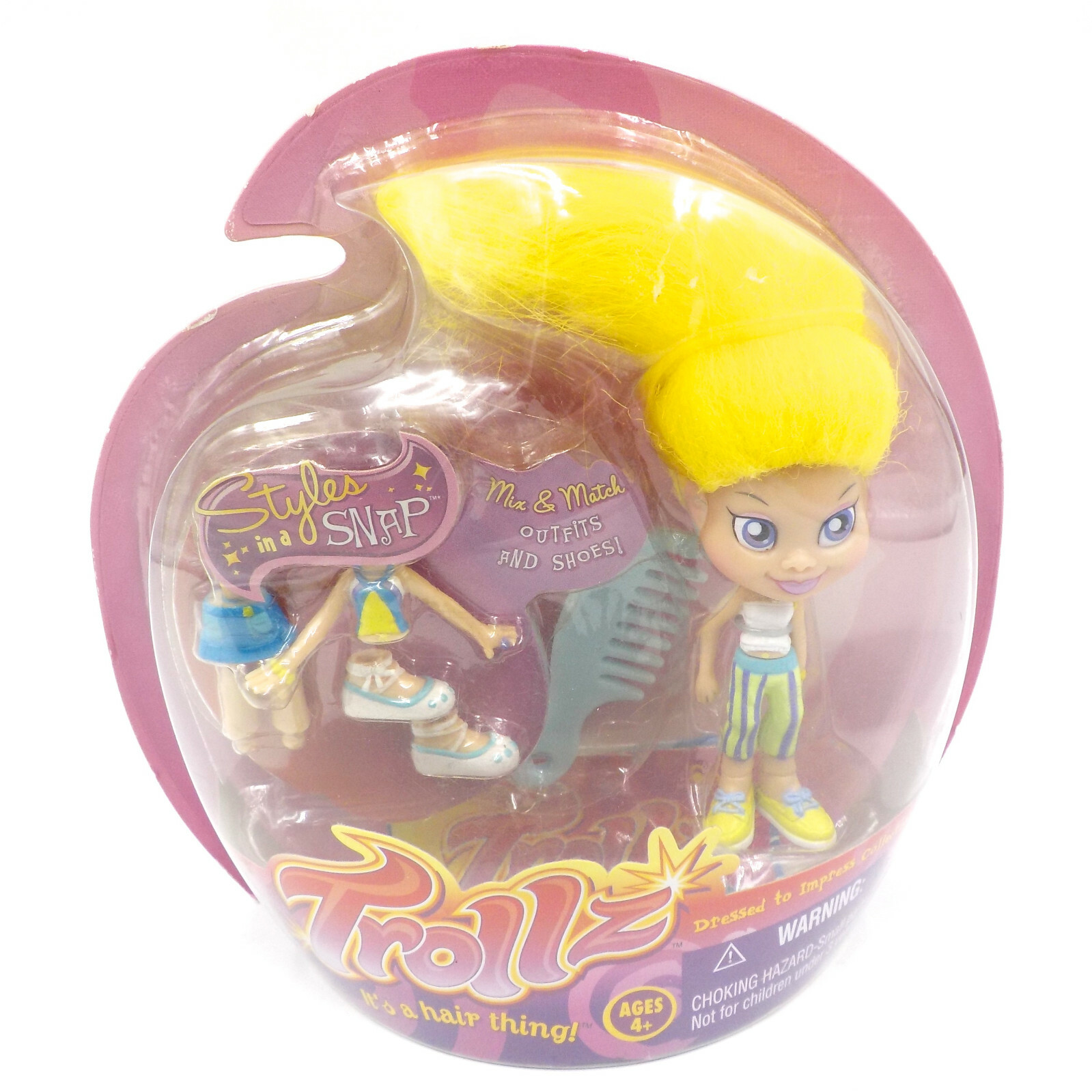 DAM Troll Doll w/ Yellow Hair, Trollz Figure Dressed To Impress ...
