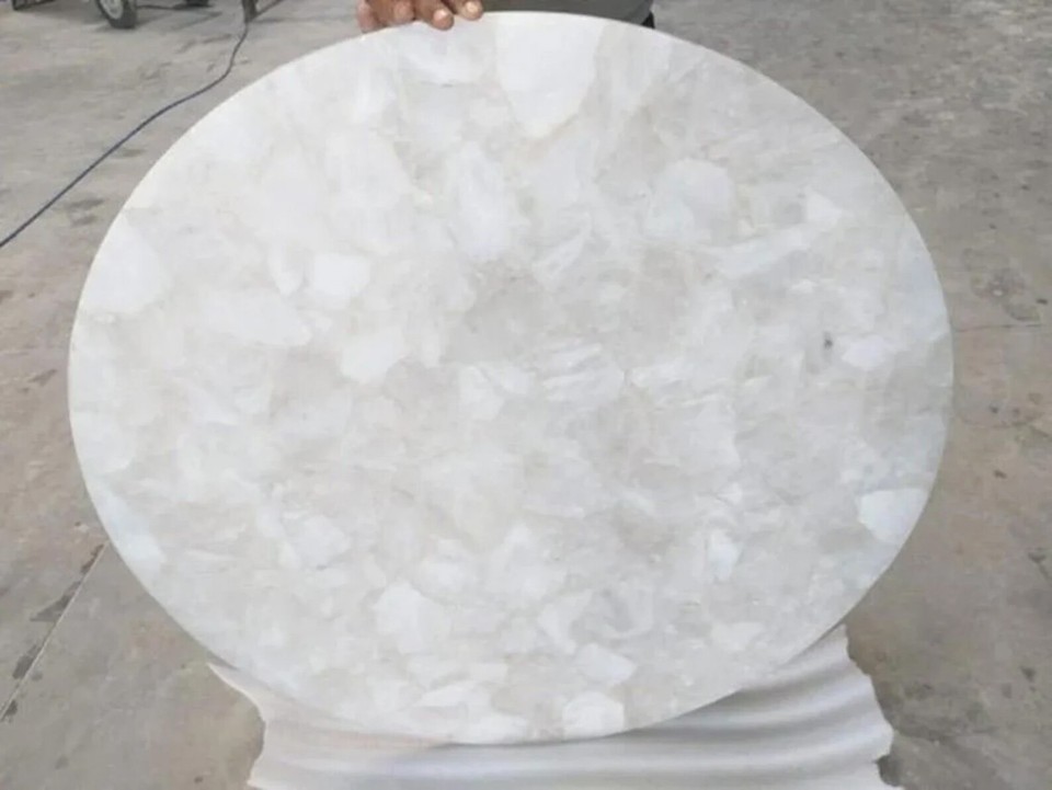 White Quartz Table Top, Quartz Round Table, Agate Sofa Table, Agate ...