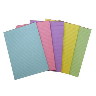 Quill Office Ruled Traditional Bond Pad A4 Assorted Colours 5pk High ...
