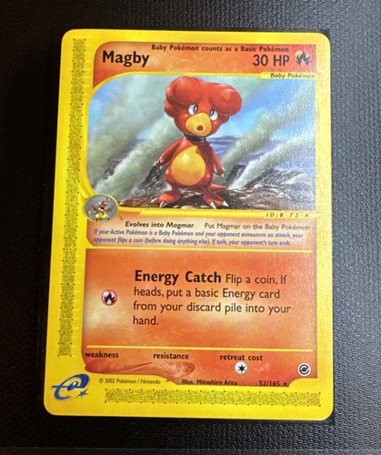 Magby 52/165 RARE Pokemon Expedition E Reader Series Vintage Card TCG ...