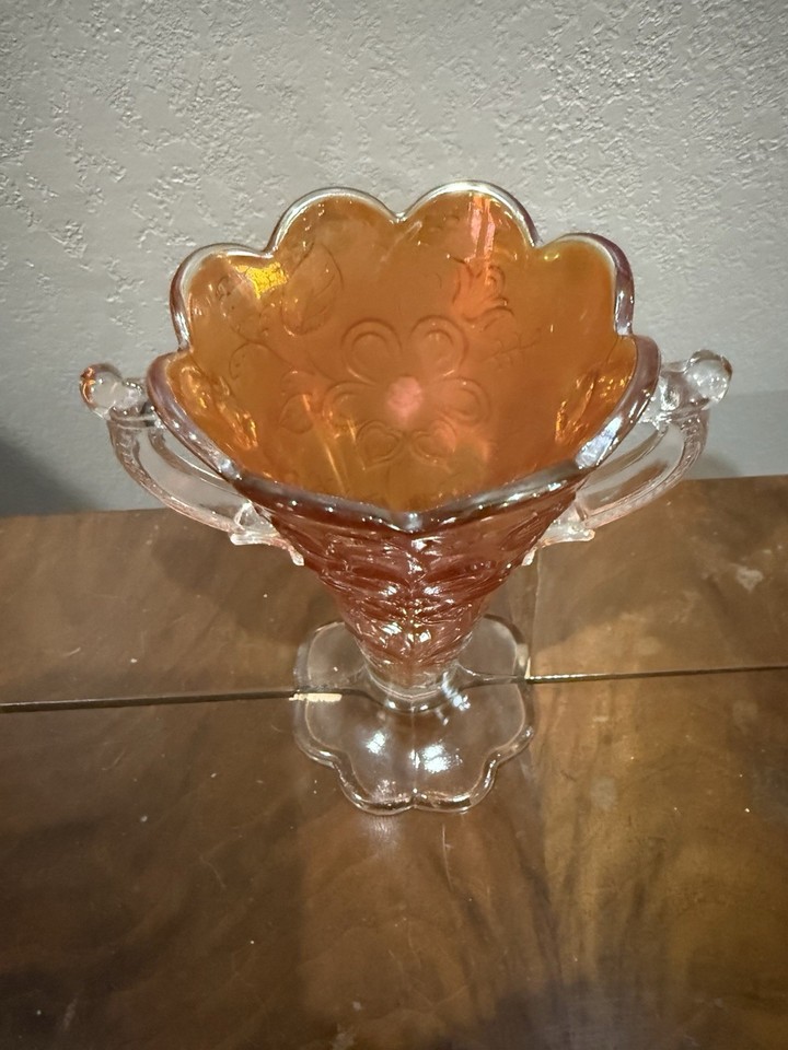 Antique Dugan Marigold Carnival Glass 'Mary Ann' Bouquet Vase | eBay