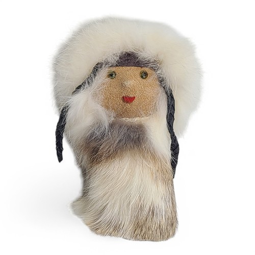Vtg LOT of 3 Alaskan Handmade Native Eskimo Dolls Wood Rabbit Fur ...