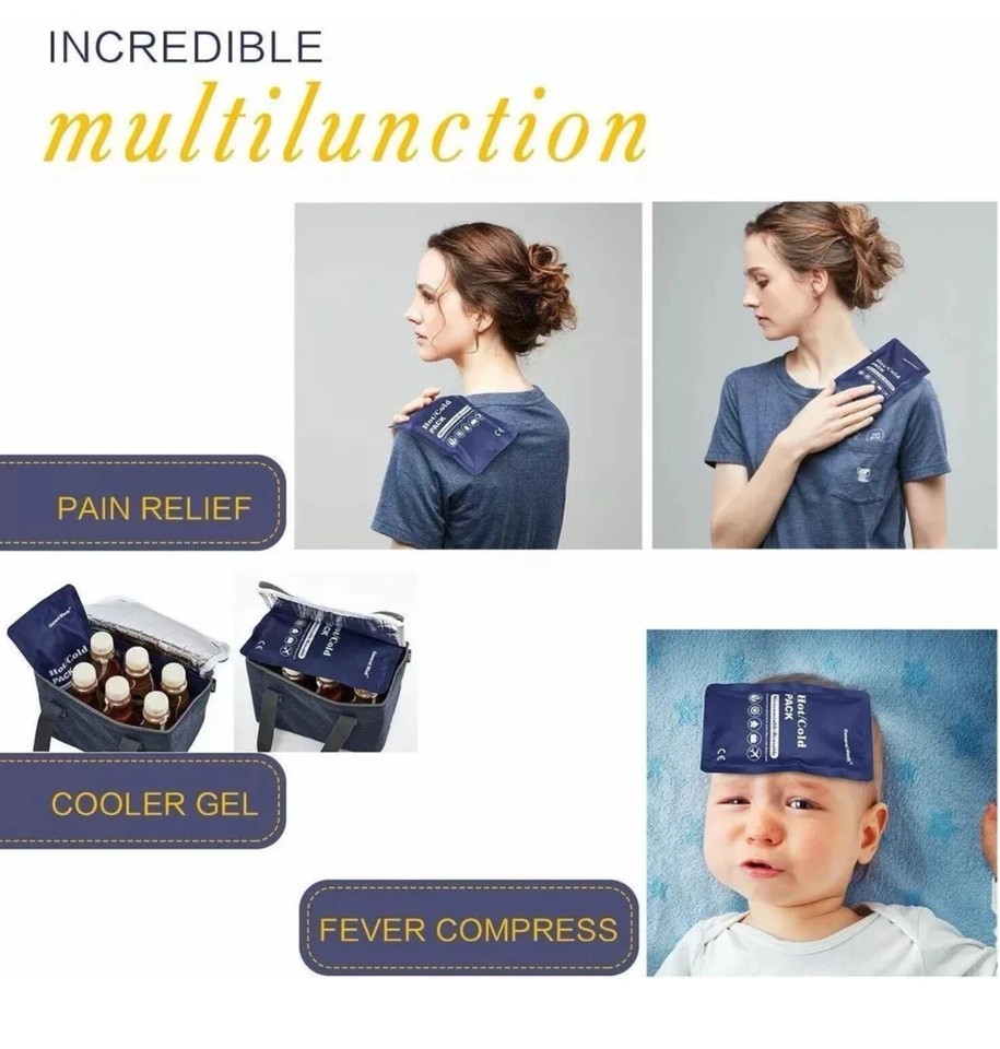 Reusable Hot Cold Ice Gel Pack Pad Back Pain Relief Muscle Injuries ...