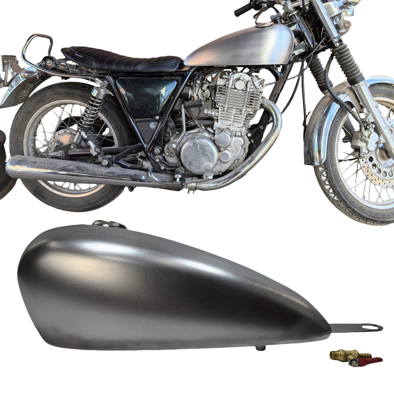 8L Handmade Motorcycle Petrol Gas Fuel Tank W/Cap For Yamaha SR400 500 ...