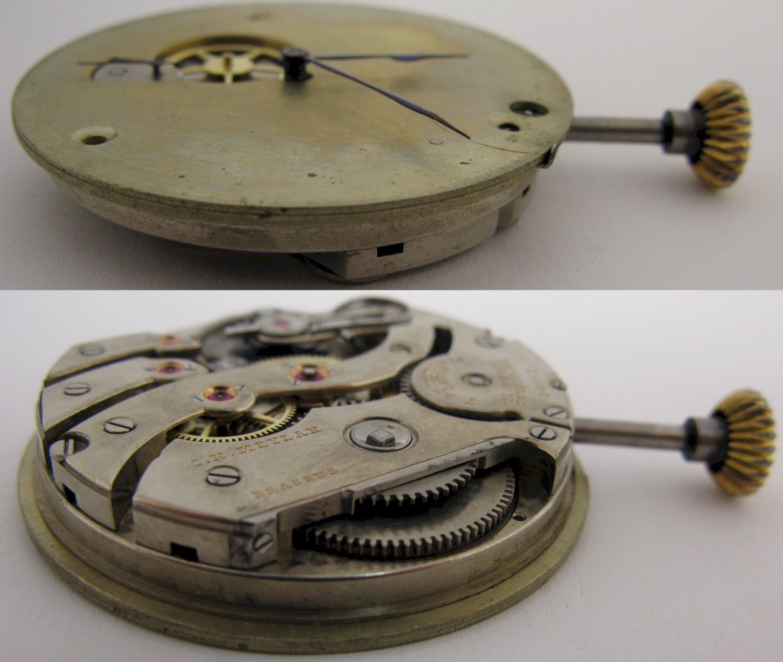 C.H. Meylan at Brassus, 21 jewels 7 adj. Large Pocket Watch movement ...