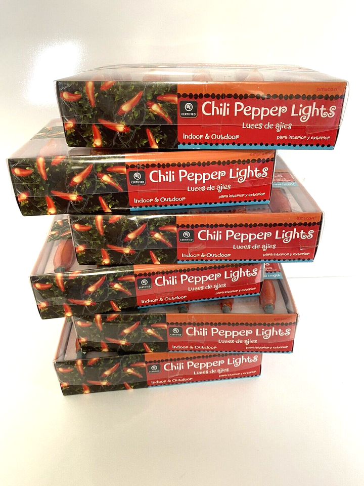 Chili Pepper Light Sets 6 boxes 8 foot string in door out door electric ...