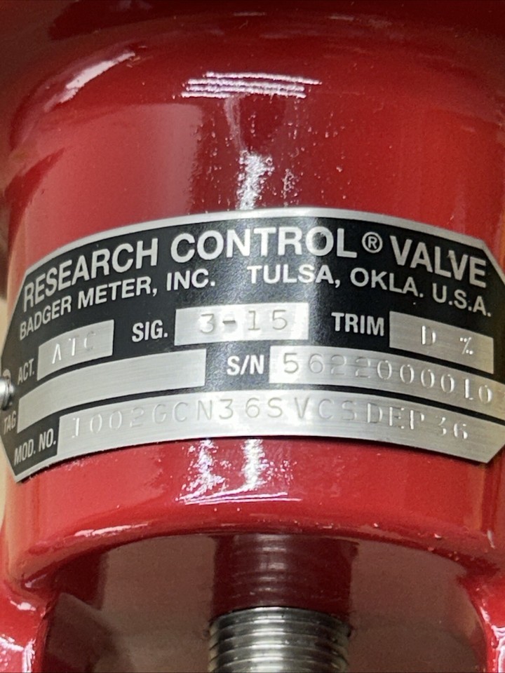 NEW- Badger Meter Research Control Valve 1002GCN36SVCSDEP36 3-15PSIG ...