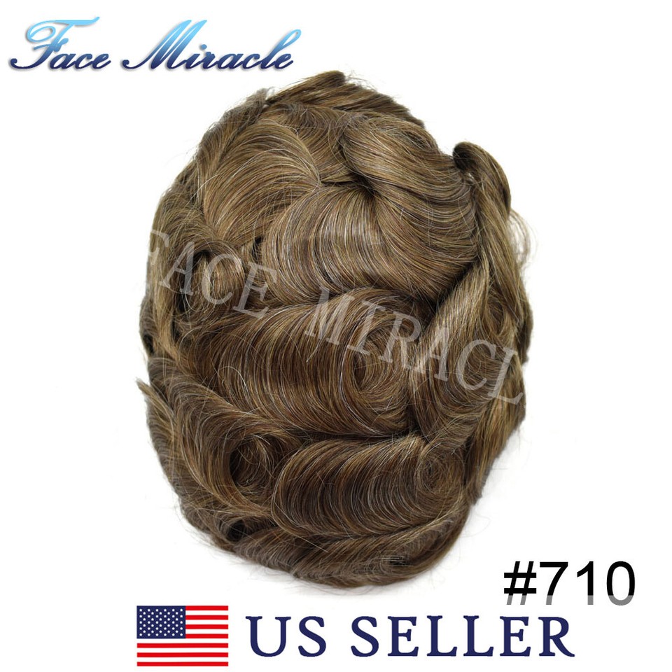 Full Poly Toupee for Men Human Hair System 0.1MM Skin PU Toupee Hair ...