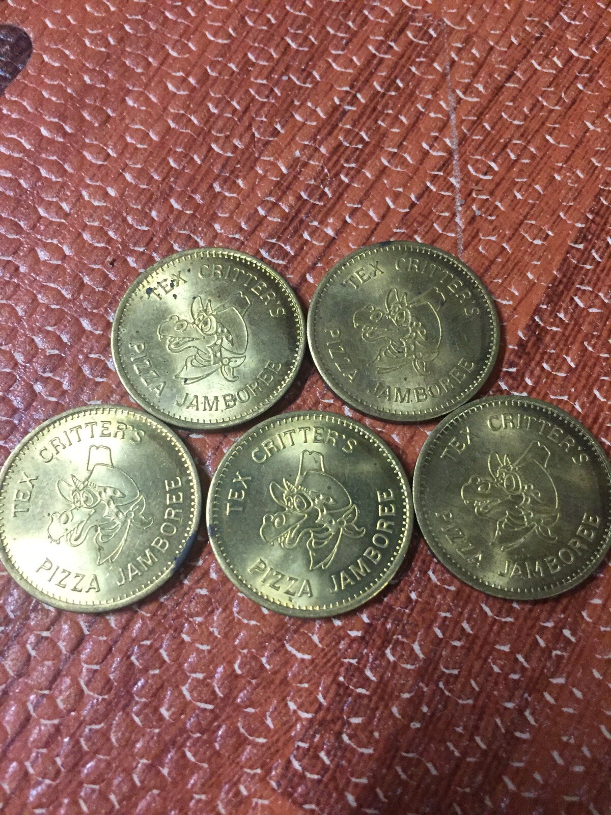 Tex Critters Pizza Jamboree Token Lot Of 5 (showbiz Pizza Chuck E ...