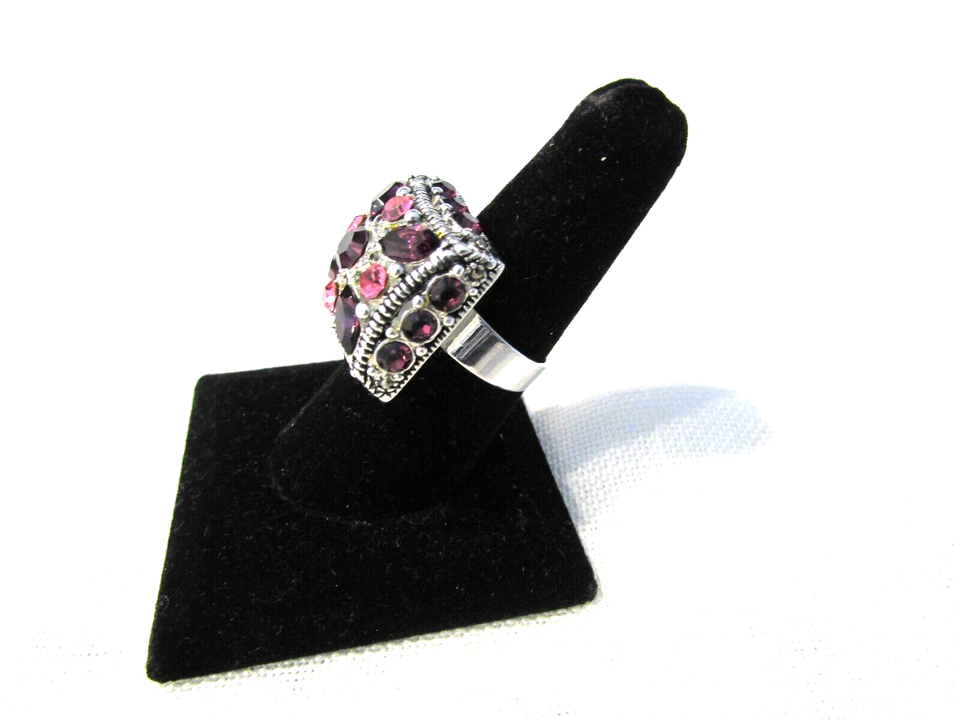 HSN Multi Color Purple/Pink Square Dome Statement Ring-Sz 8 Slightly ...