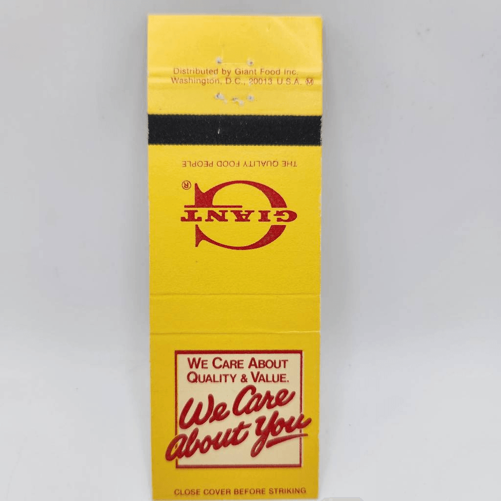 Vintage Matchcover Giant Food Stores Grocery Store We Care About You | eBay