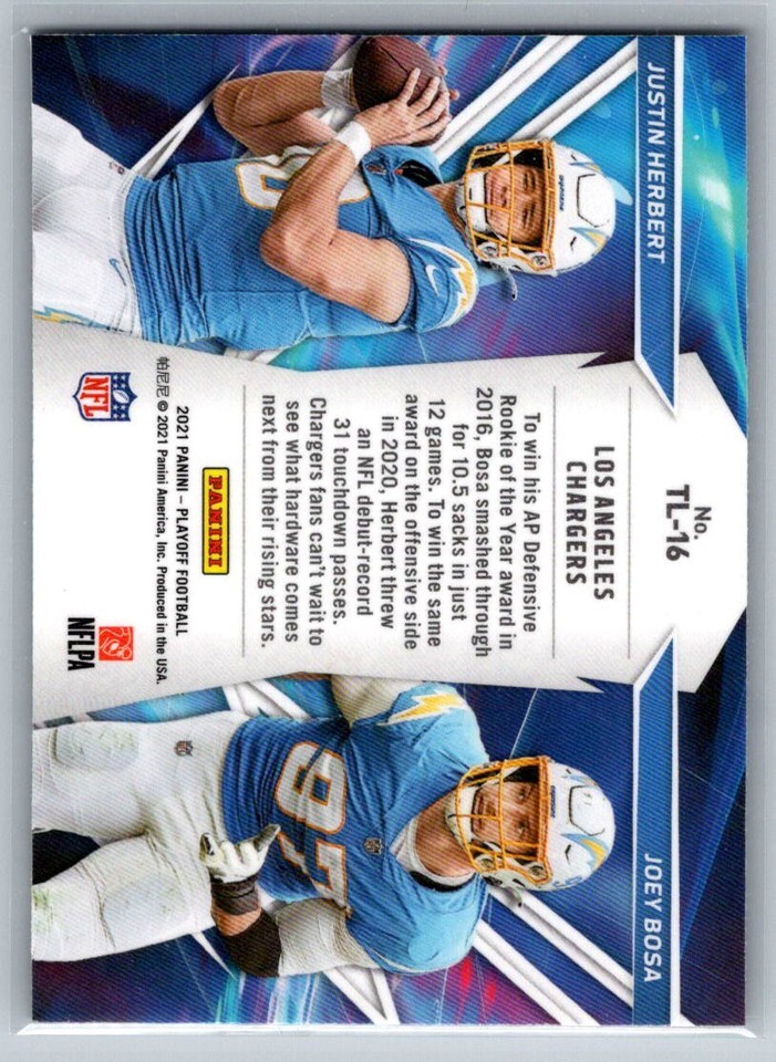 2021 Panini Playoff #TL-16 Justin Herbert Joey Bosa Thunder & Lightning ...