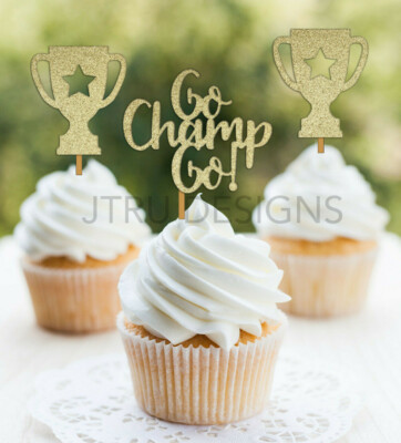 Go Champ Go! Cupcake Toppers Champion Trophy Football Boxing Cake ...