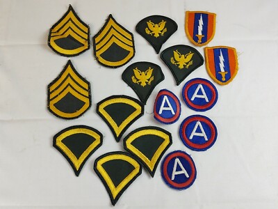 Vtg 16 US Army PFC E-3 Specialist Staff Sergeant E-6 Military Unit Rank ...