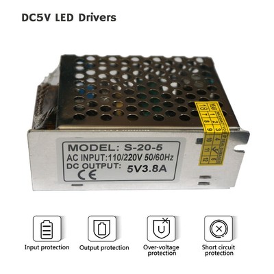 2 x DC5V Driver AC 230V 10W/20W Power Supply Transformer for LED Strip ...
