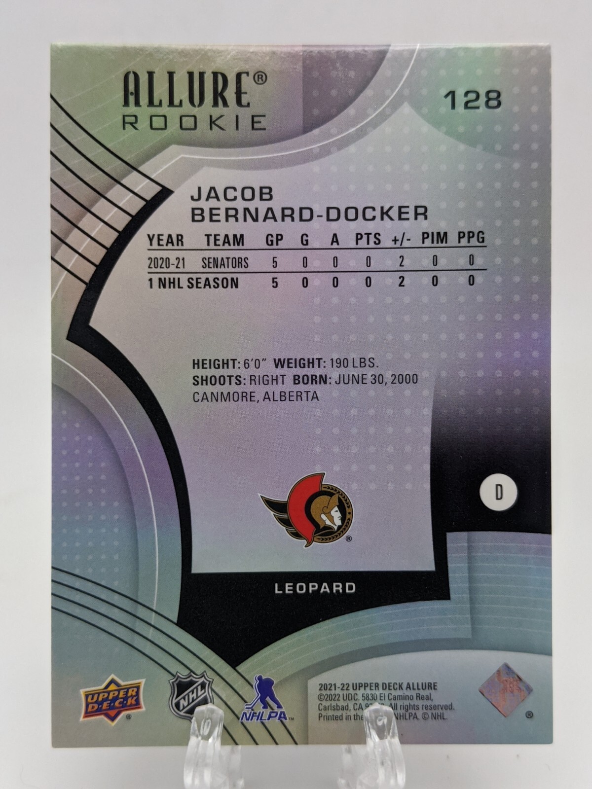 💥2021-22 Upper Deck Allure #128 Jacob Bernard-Docker Leopard Rookie RC ...