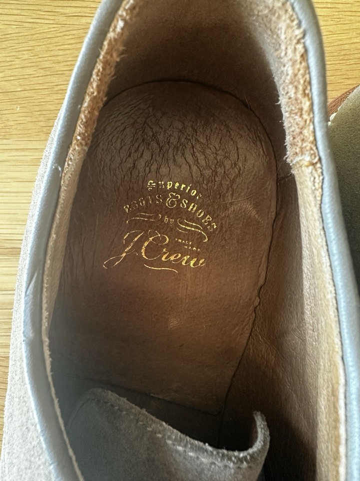 J.Crew Kenton Plain Toe Suede Blucher Shoes Gray Men’s Size 11 Leather ...
