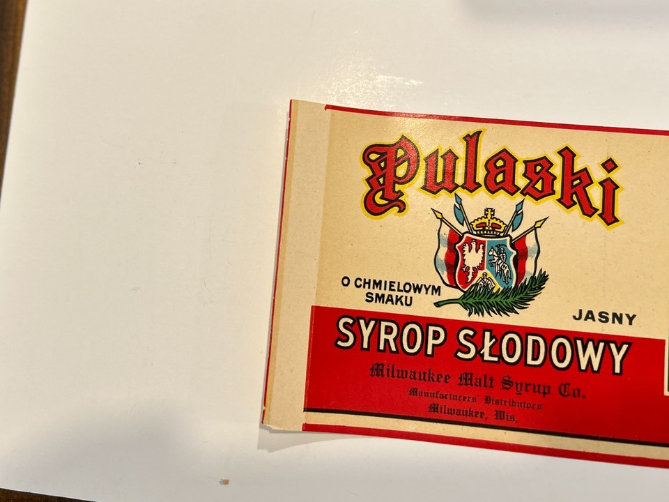 1930 Pulaski Malt Syrup Label Milwaukee Malt Syrup Co. Milwaukee, Wisc ...