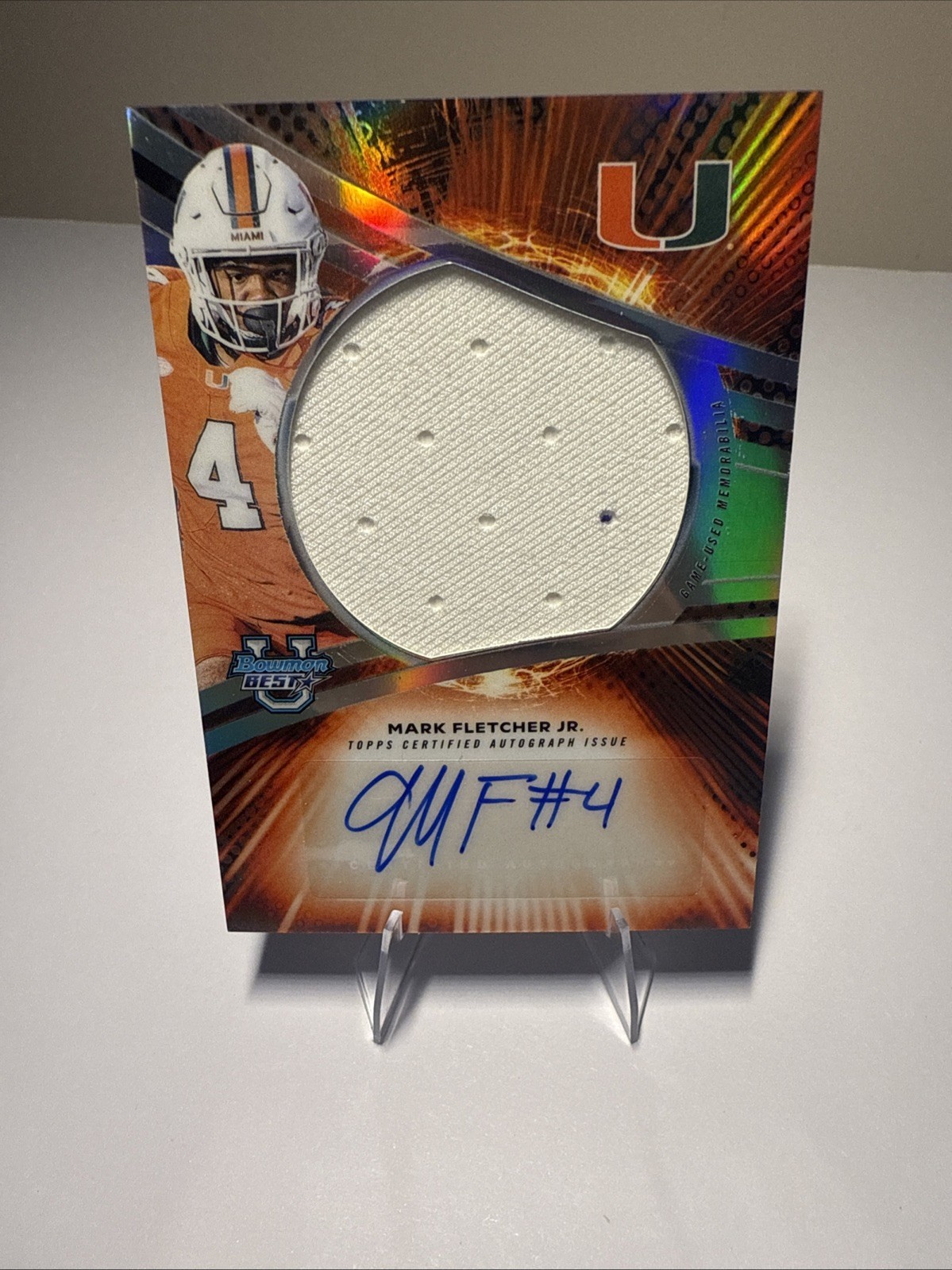 2025 Bowman Best University MARK FLETCHER JR Game-Used Jumbo Relic ...