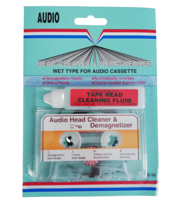 Audio Cassette Head Tape Cleaner with Demagnetized & Cleaning Fluid Wet ...