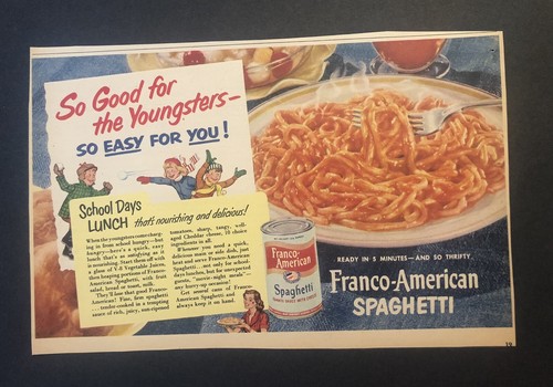 1950’s Franco-American Spaghetti Colored Magazine Ad 2D21 | eBay