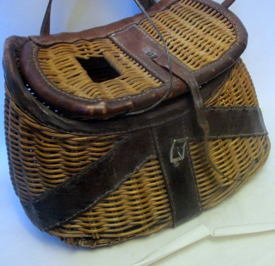 Vtg FISHING Woven CREEL LEATHER Handle DETAIL Fishing Knife | eBay