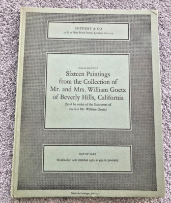 SOTHEBYS CATALOGUE - WILLIAM GOETZ - 16 x PAINTINGS - 14/10/1970 | eBay UK