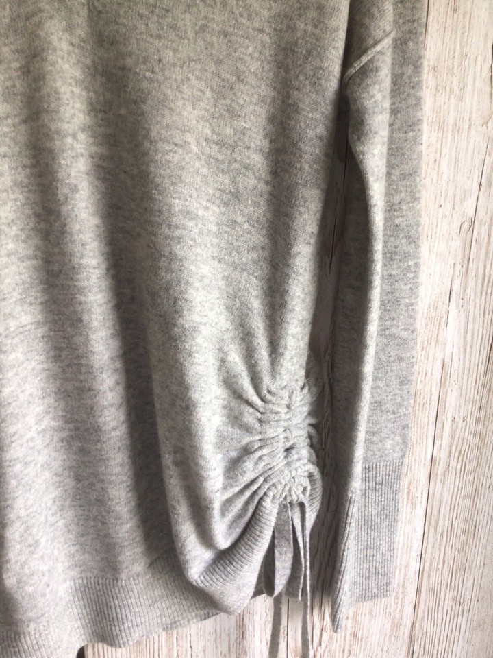 JIGSAW Pale Grey V NECK Draw String Side JUMPER Size XS | eBay