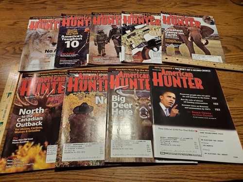 Large Lot of 9 American Hunter Hunting Magazines 2008, SEE PICS, Clean ...