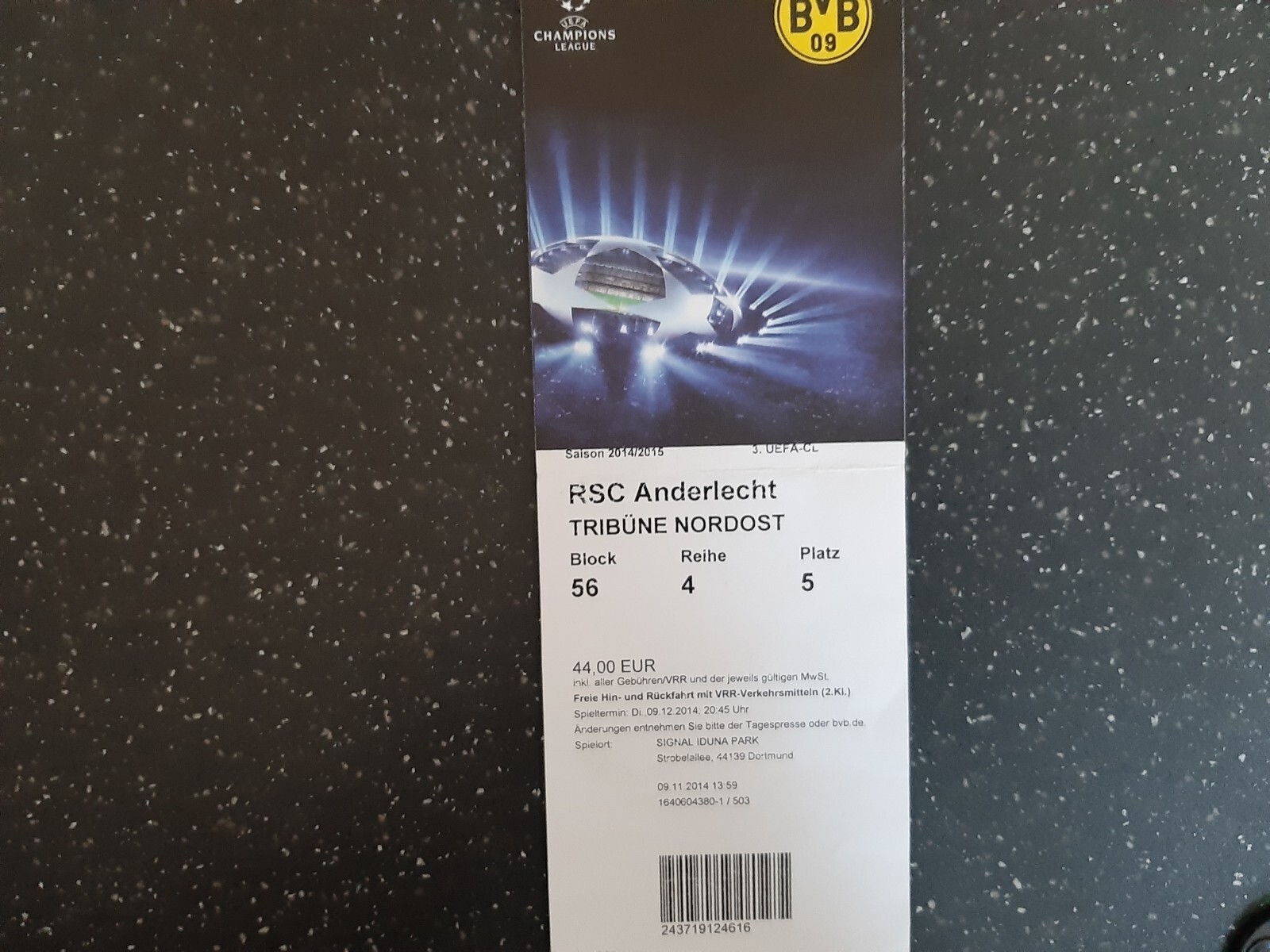 Ticket Borussia Dortmund - RSC Anderlecht 09.12.2014 | eBay.de