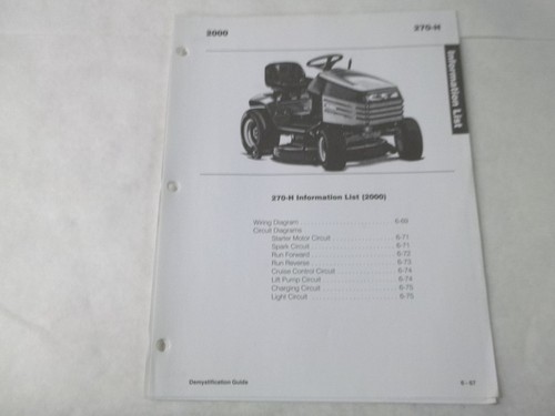 Toro 270-H 2000 Information List wiring diagram | eBay