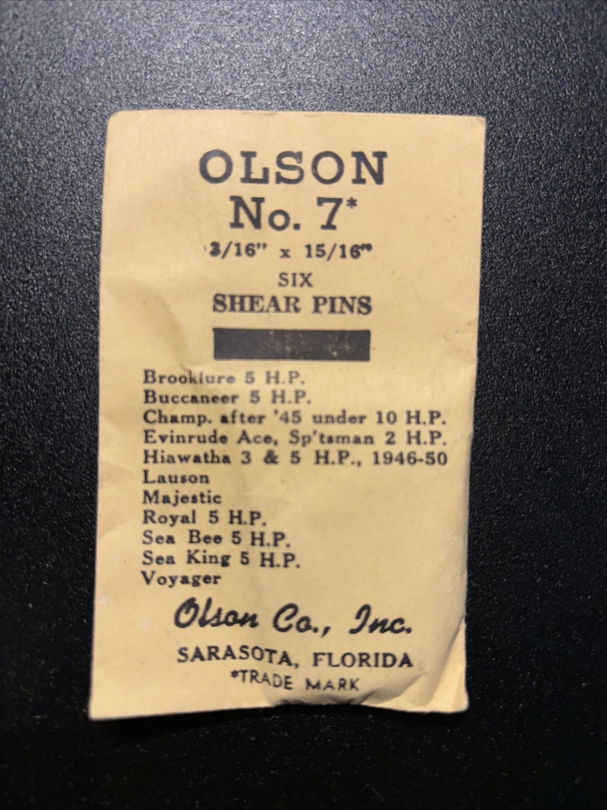 Olson Outboard Motor Shear Pin Set No. 7 (3/16" x 15/16") NOS | eBay