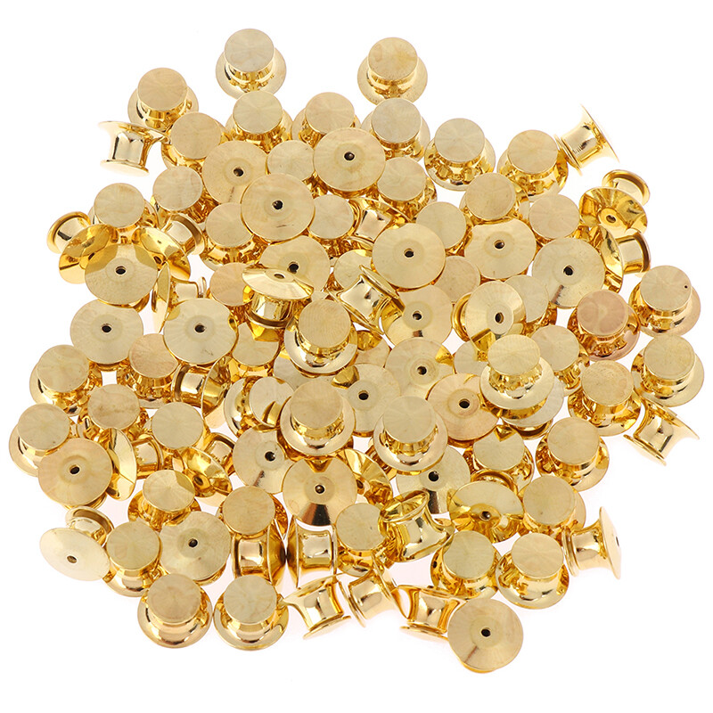 100Pcs/set Gold LOW PROFILE Locking Pin Backs Keepers for all Pin Post ...